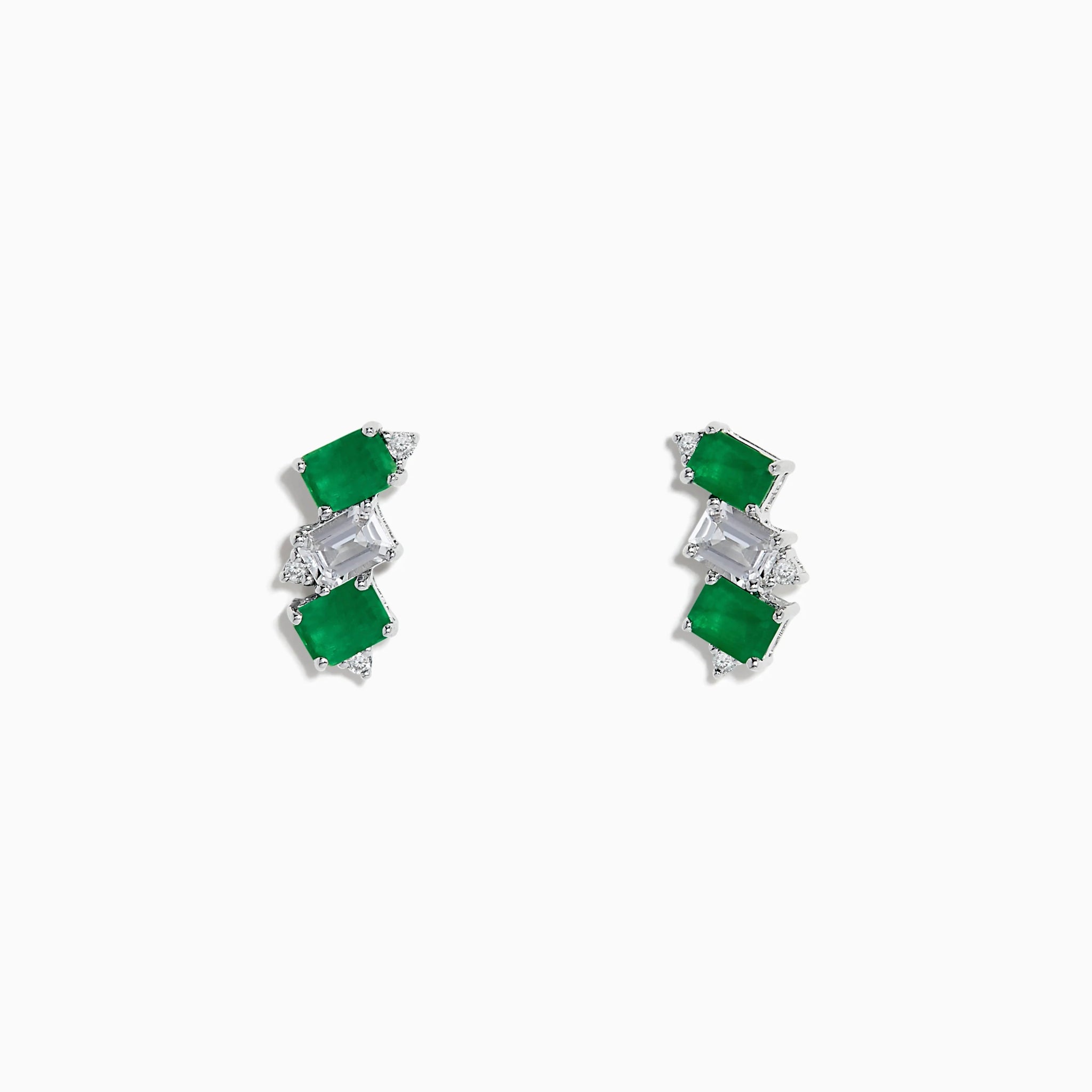Trilogy - Emerald & Diamond Earrings – Raphana Jewellery