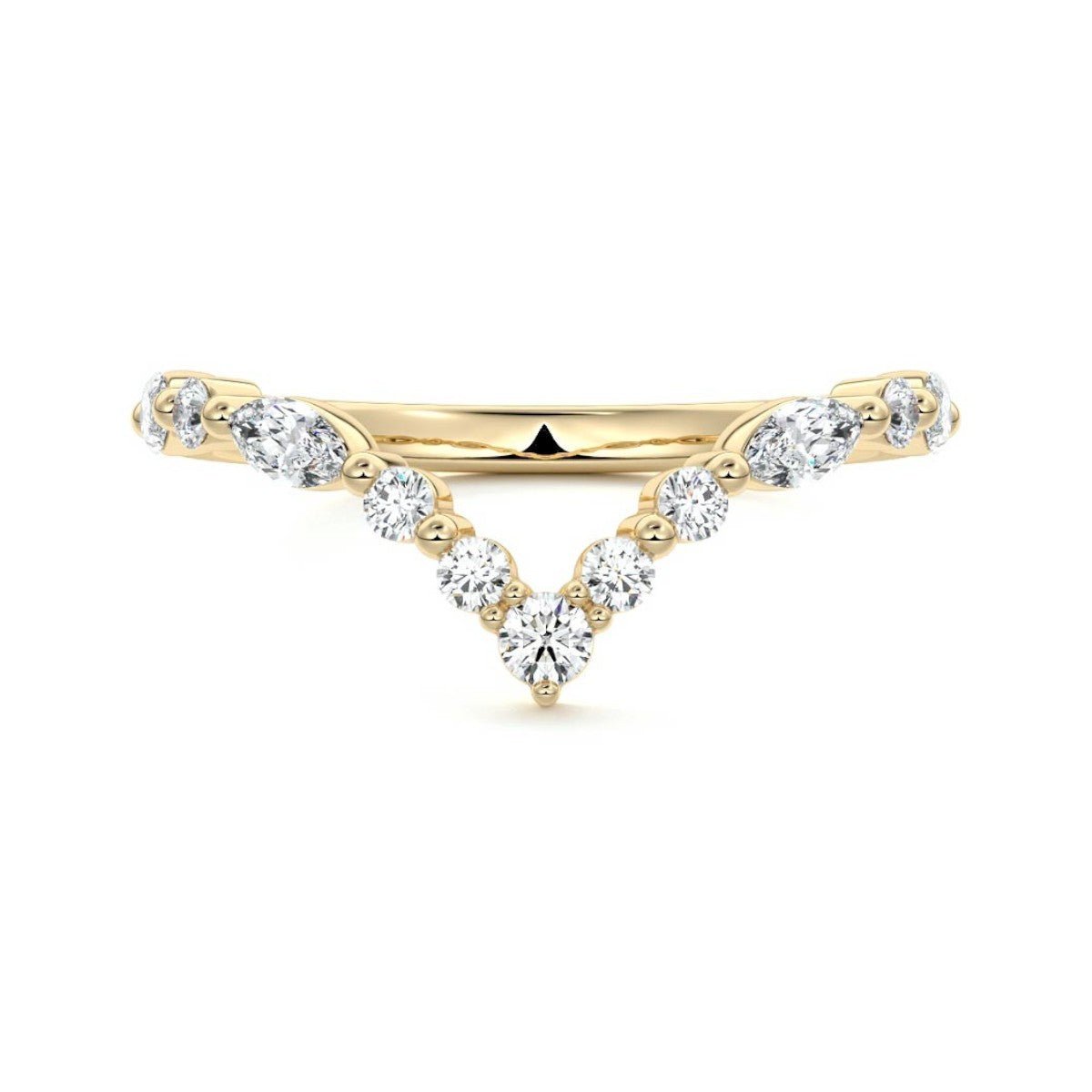 Unique Curved Round & Marquise Wedding Band | Raphana NZ – Raphana ...